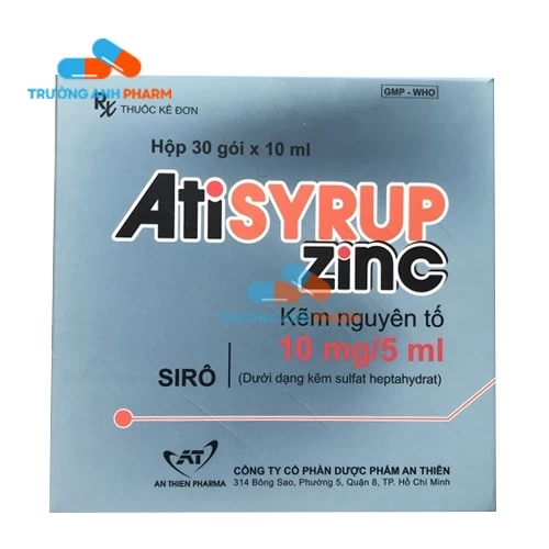 Thuốc Atisyrup Zinc 10Mg/5Ml - Hộp 30 gói x 10 ml